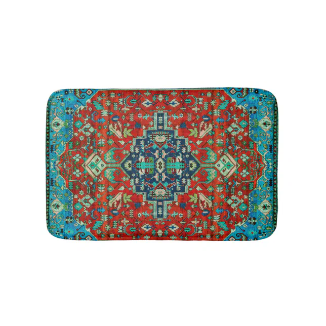 Persian Rug Ornate Design In Red & Blue | Zazzle