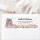 Persian Shirazi Cat Cute Face Floral Design Label | Zazzle