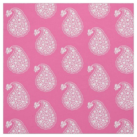 Paisley pattern, fuchsia pink, purple and white fabric | Zazzle