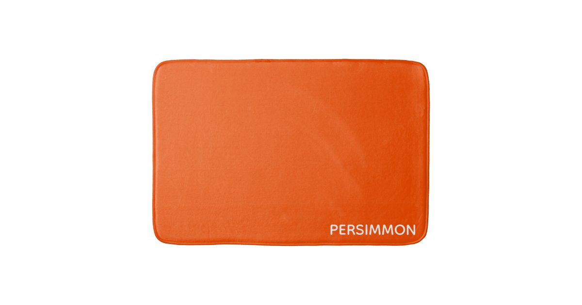 Persimmon red color name bath mat | Zazzle