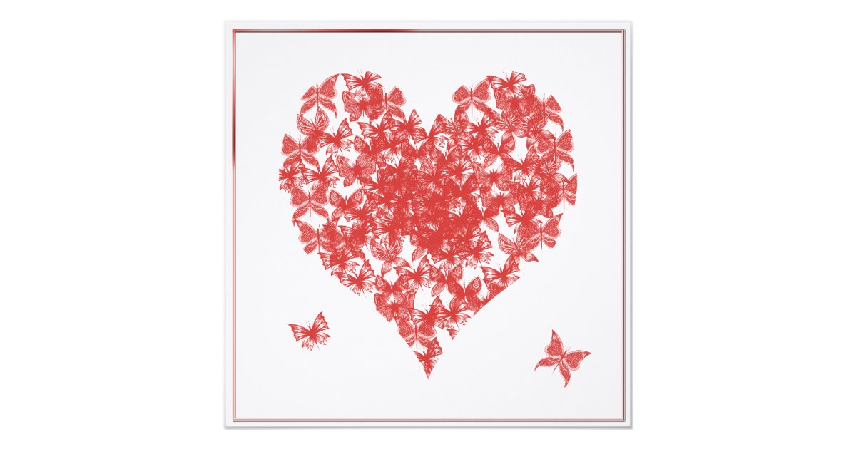 Persimmon Rose Butterfly Heart Anniversary Invitation | Zazzle.com