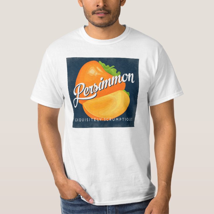 Persimmon Vintage Fruit Label Retro T-Shirt | Zazzle