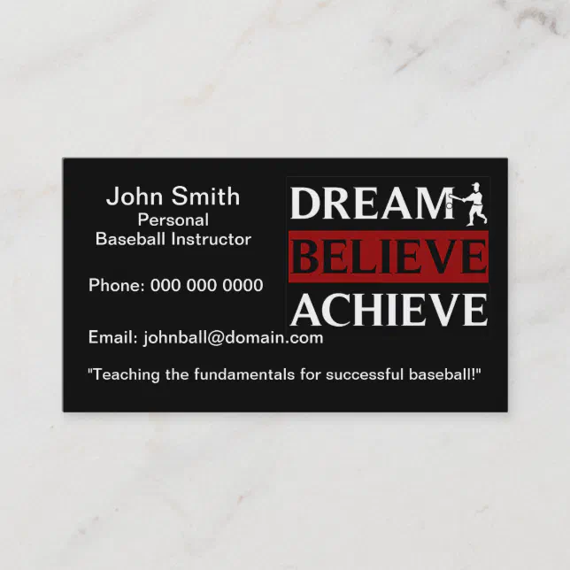 Personal Baseball Instructor Business Card | Zazzle
