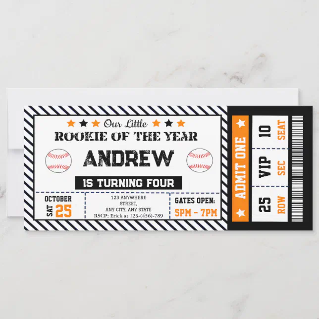 Personal Baseball ticket birthday invitation | Zazzle