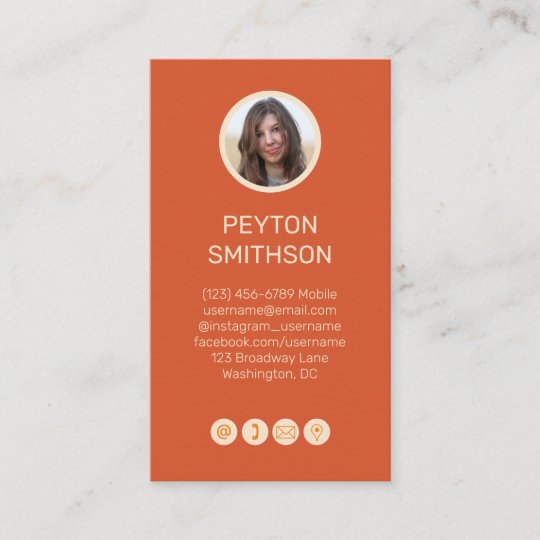 Personal Calling Card: Couple w Photos Orange Business Card | Zazzle.com