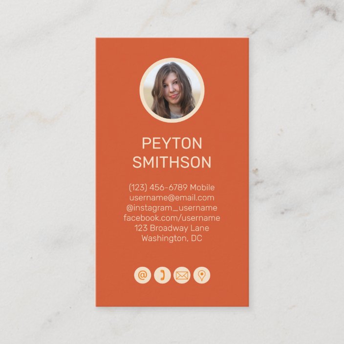 Personal Calling Card: Couple w Photos Orange Business Card | Zazzle.com