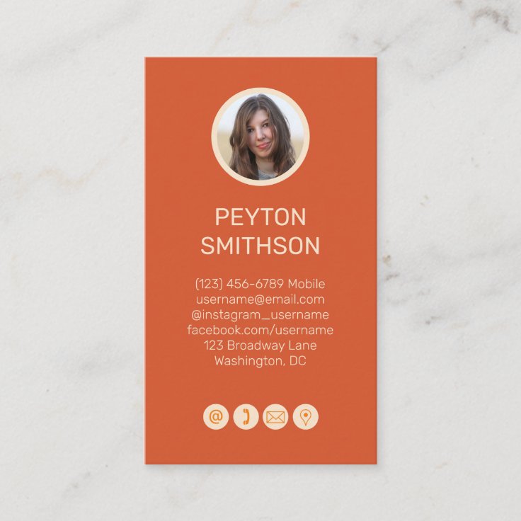 Personal Calling Card: Couple w Photos Orange Business Card | Zazzle