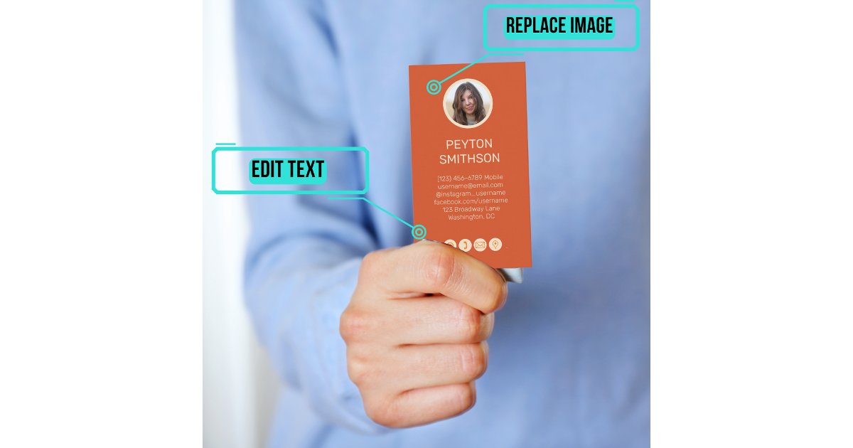 Personal Calling Card: Couple w Photos Orange Business Card | Zazzle