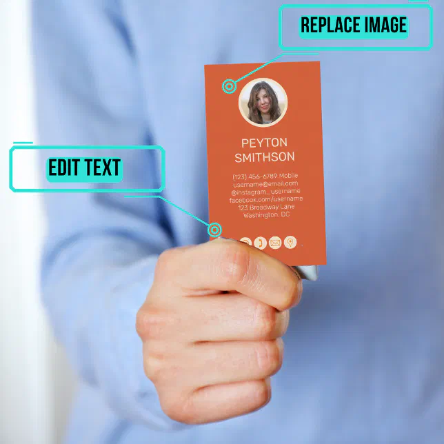 Personal Calling Card: Couple w Photos Orange Business Card | Zazzle