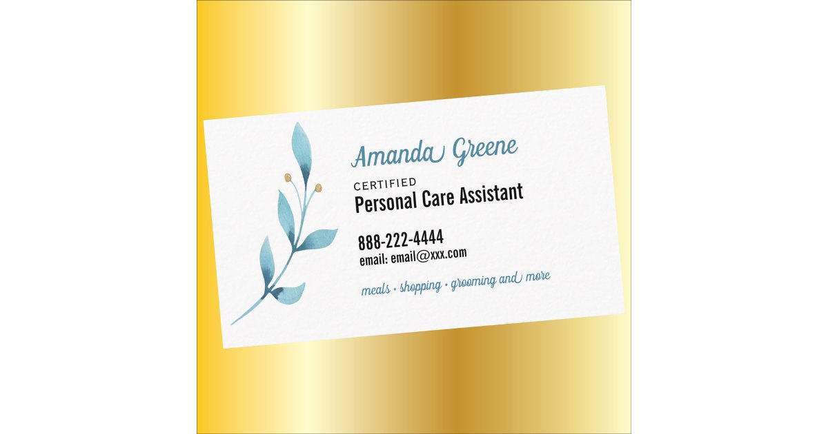 Personal Care Assistant caregiver Business Card | Zazzle
