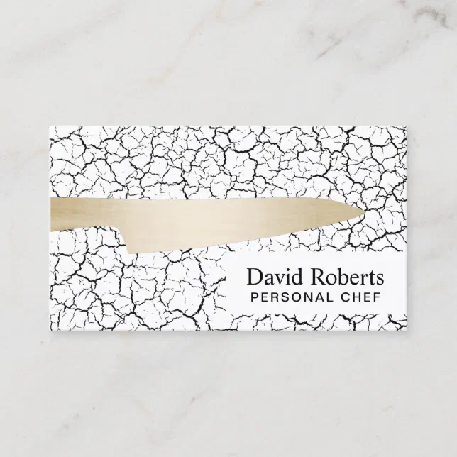 Personal Chef Catering Modern Gold Knife Business Card | Zazzle