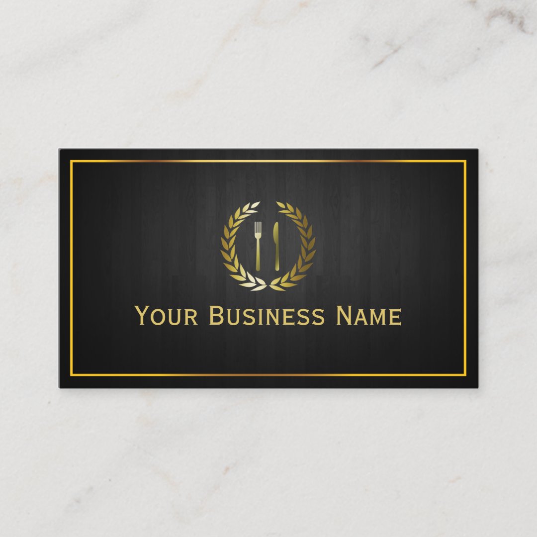 Personal Chef Catering Restaurant Wood Background Business Card | Zazzle