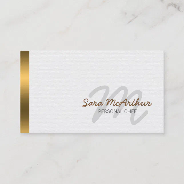 Personal Chef Food Skills Gold Cursive Monogram Business Card | Zazzle