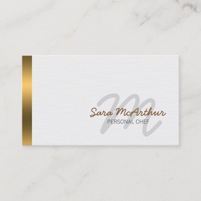 Personal Chef Food Skills Gold Cursive Monogram Business Card | Zazzle.com