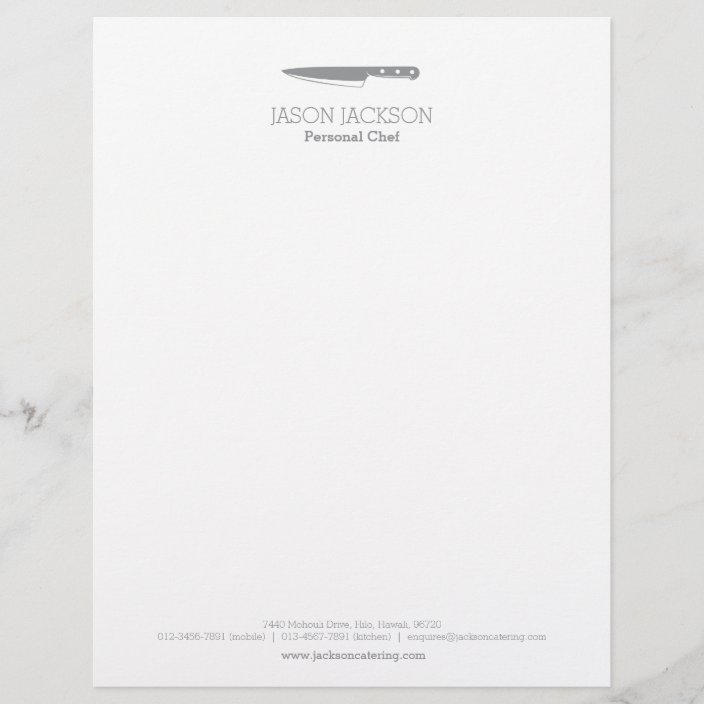Personal chef knife logo catering business letterhead | Zazzle.com