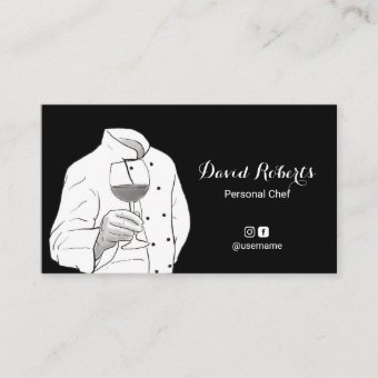 Personal Chef Professional Black & White Catering Business Card | Zazzle
