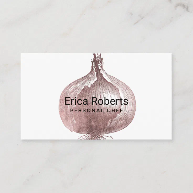 Personal Chef Rose Gold Onion & Carrot Catering Business Card | Zazzle