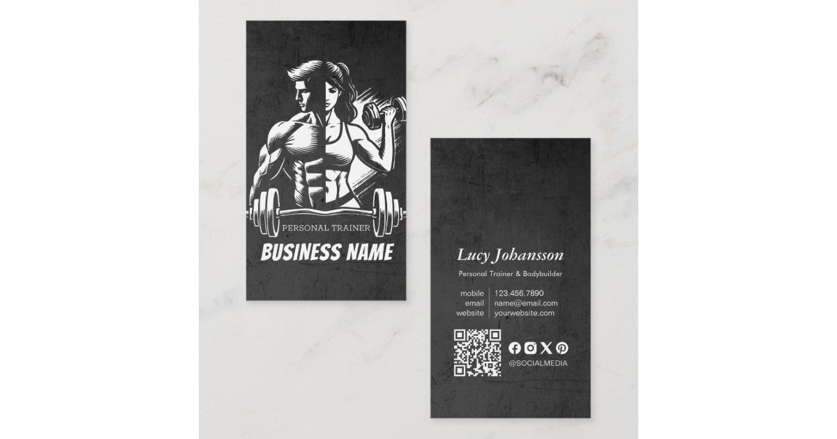 Personal Fitness Trainer Bodybuilding Gym Dumbbell Business Card | Zazzle