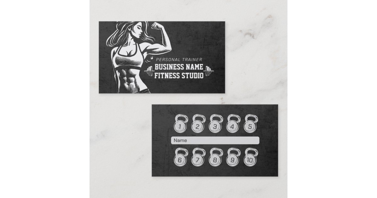 Personal Fitness Trainer Loyalty Punch Kettlebell Business Card | Zazzle