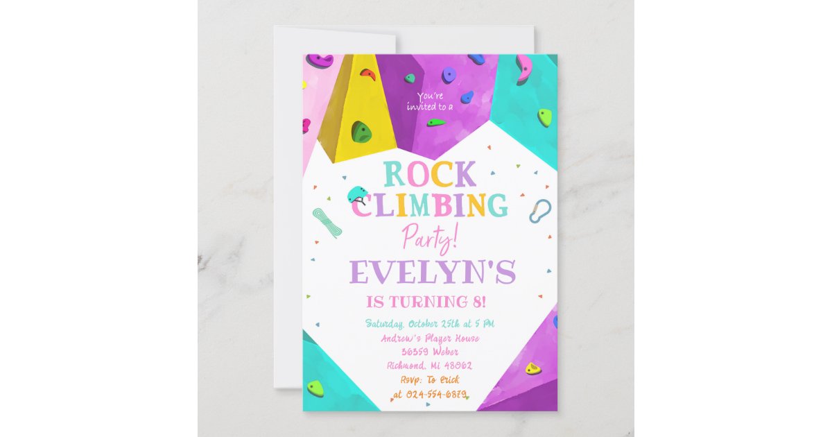 Personal Girl Rock Climbing Birthday Invitation | Zazzle