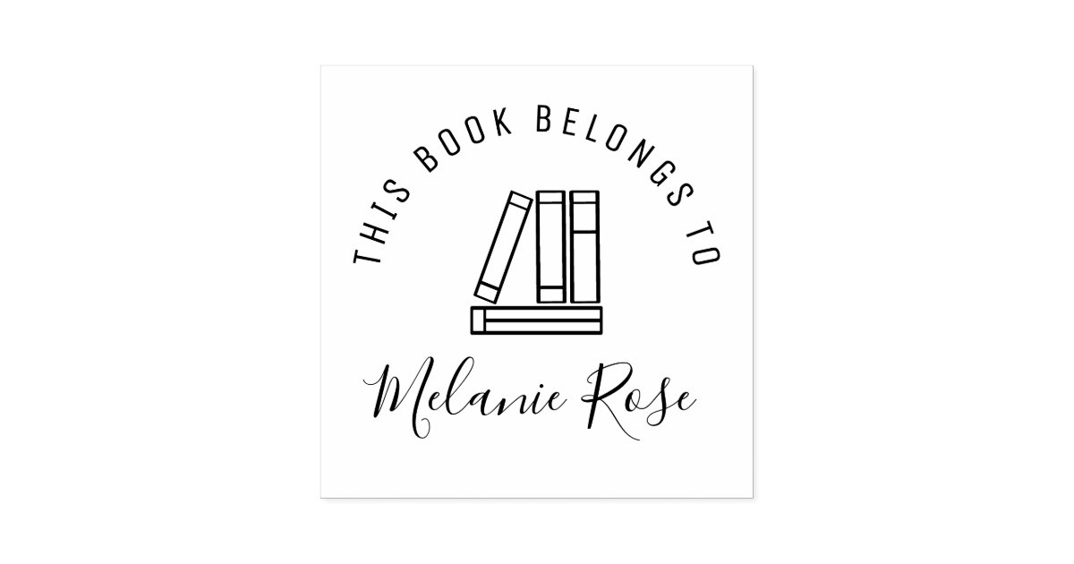 personal library handwritten lettering book stamp | Zazzle