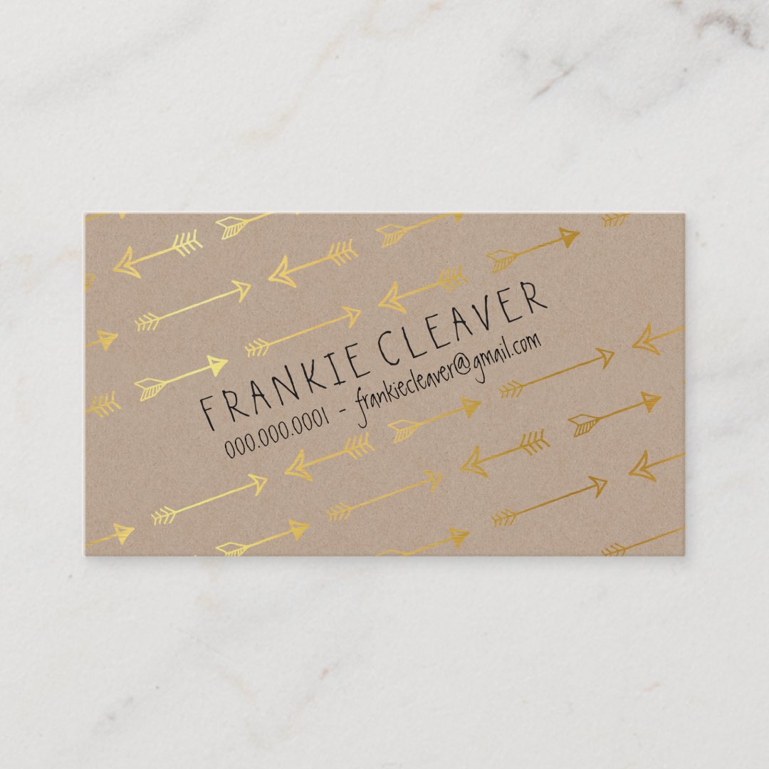 PERSONAL MODERN trendy arrow pattern gold foil Business Card | Zazzle