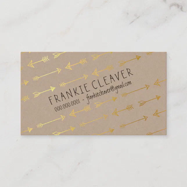 PERSONAL MODERN trendy arrow pattern gold foil Business Card | Zazzle