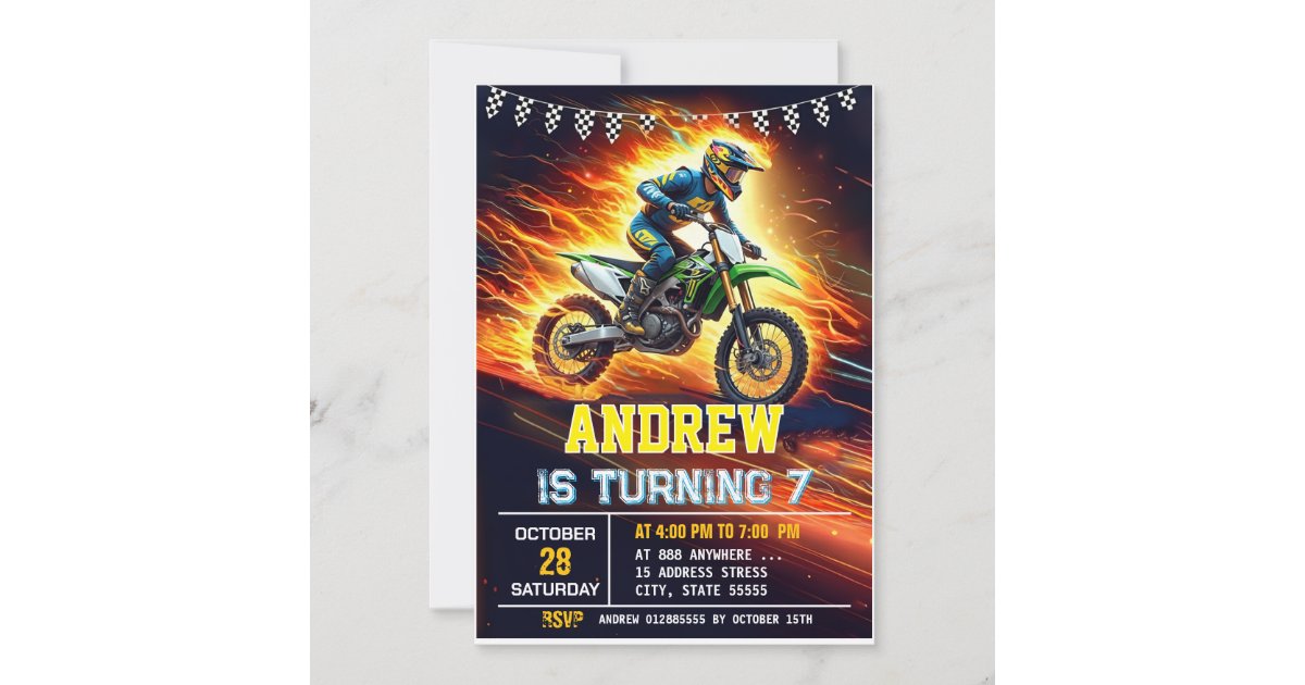 Personal Motocross Dirt Bike Birthday Invitation | Zazzle