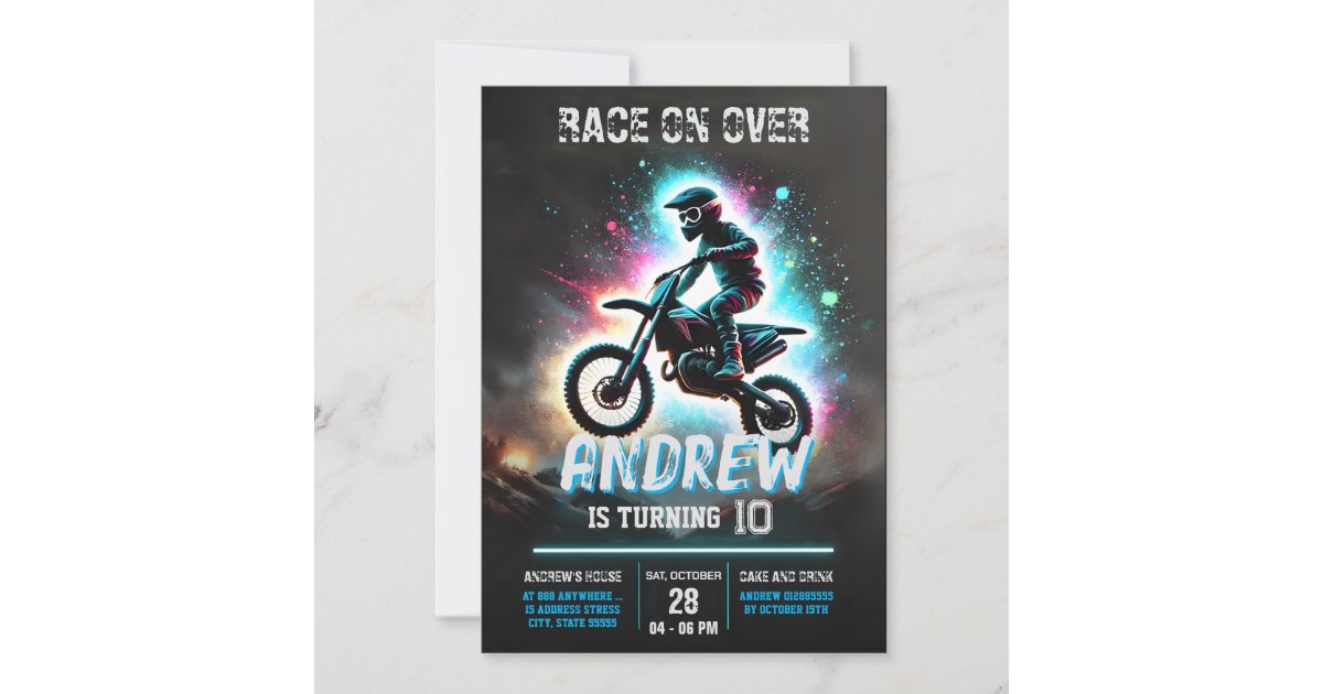 Personal Motocross Dirt Motorbike Boy Birthday Invitation | Zazzle