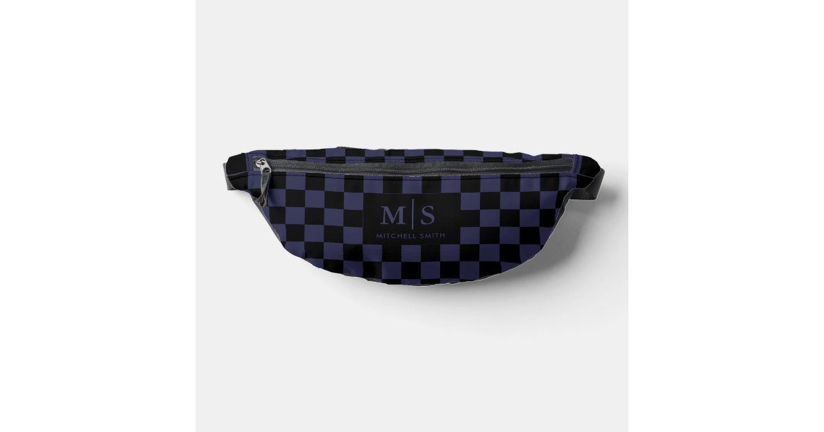 Personal Name and Initilas Modern Checkered Fanny Pack | Zazzle
