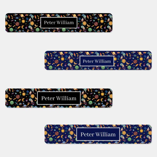 Personal Name Astronauts Planets Space Back School Labels | Zazzle
