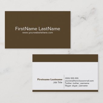 Personal Networking Business Cards in Brown | Zazzle