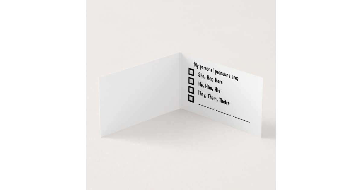 Personal Pronoun Preference Card | Zazzle