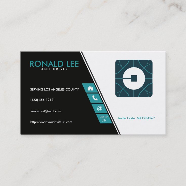 Personal Ride Sharing Uber Driver (New Uber Logo) Business Card | Zazzle