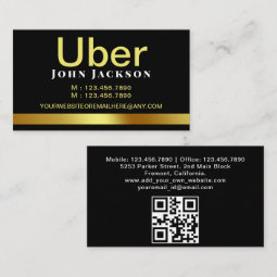 Personal Ride Sharing Uber Driver QR code Business Card | Zazzle