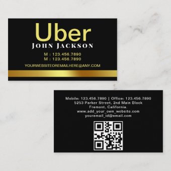 Personal Ride Sharing Uber Driver QR code Business Card | Zazzle