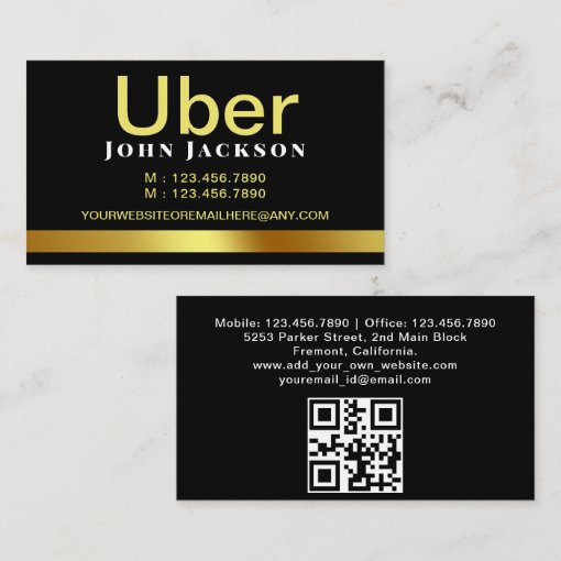 Personal Ride Sharing Uber Driver QR code Business Card | Zazzle