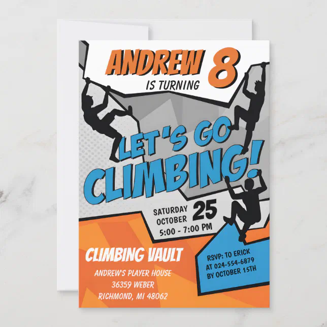 Personal Rock Climbing Birthday Party Invitation | Zazzle