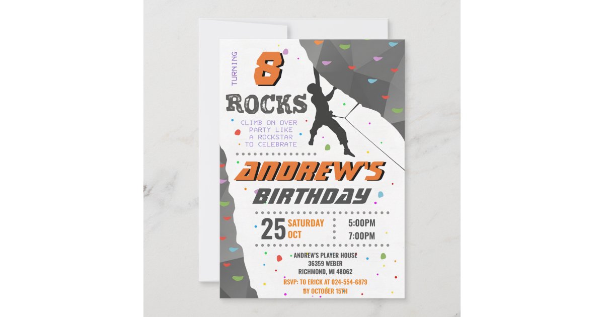 Personal Rock Climbing Birthday Party Invitation | Zazzle