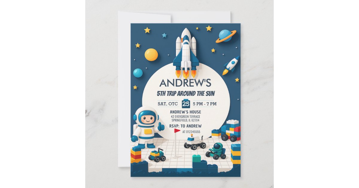 Personal Rocket Ship Outer Space Birthday Invitation | Zazzle