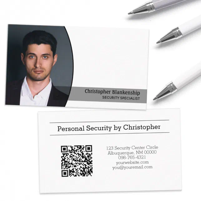 Personal Security Custom Oval Photo QR Code Business Card | Zazzle