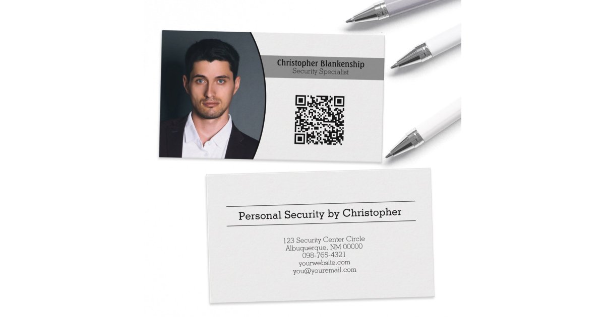 Personal Security Custom Oval Photo QR Code Business Card | Zazzle