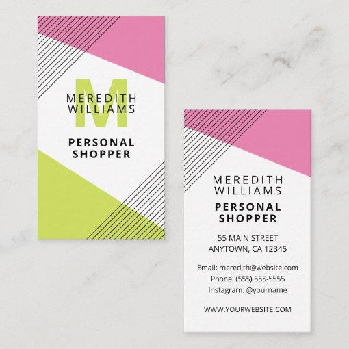 Personal Shopper Chic Modern Geometric Business Card | Zazzle