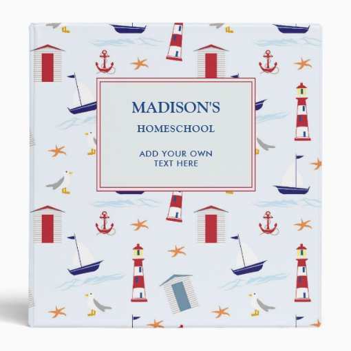 Personal summer pattern homeschool organizer 3 ring binder | Zazzle