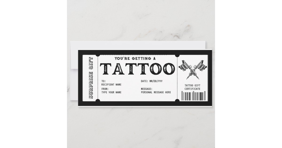 Personal Tattoo Gift Voucher Template | Zazzle