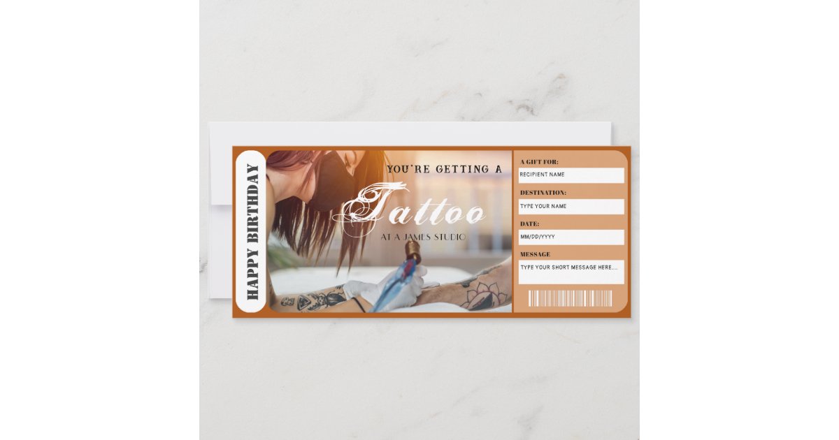 Personal Tattoo Gift Voucher Template | Zazzle