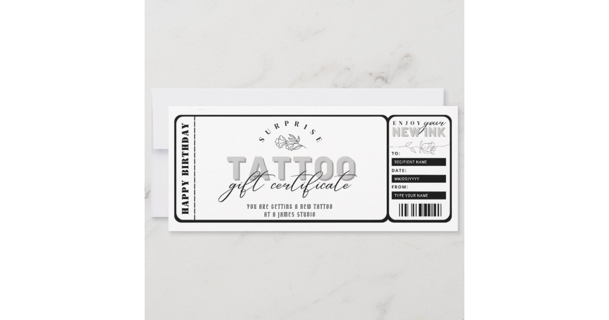 Personal Tattoo voucher template ticket | Zazzle
