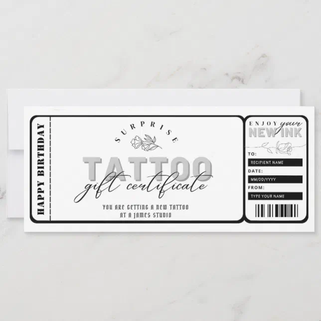 Personal Tattoo voucher template ticket | Zazzle