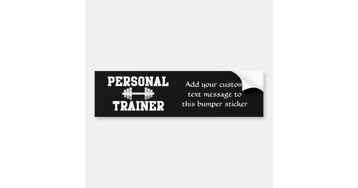 Personal Trainer Black and White Dumbell Training Bumper Sticker | Zazzle