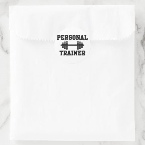 Personal Trainer Black and White Dumbell Training Classic Round Sticker ...